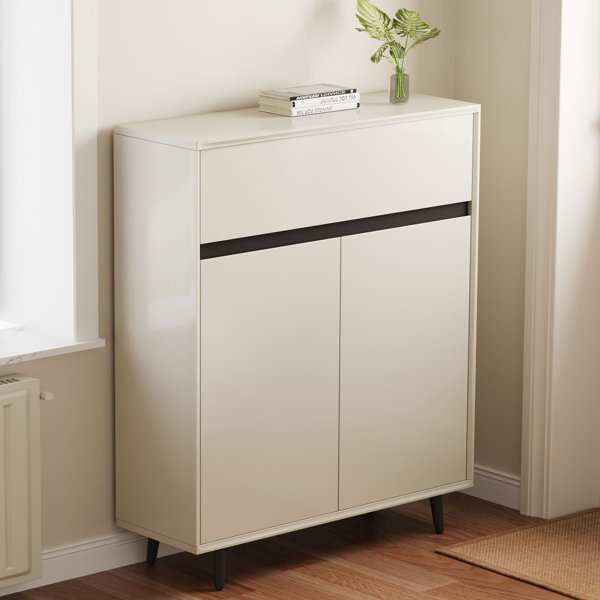 George Oliver Vannara 31.69 In Adjustable Shelf Storage Cabinet In Off-white | Wayfair